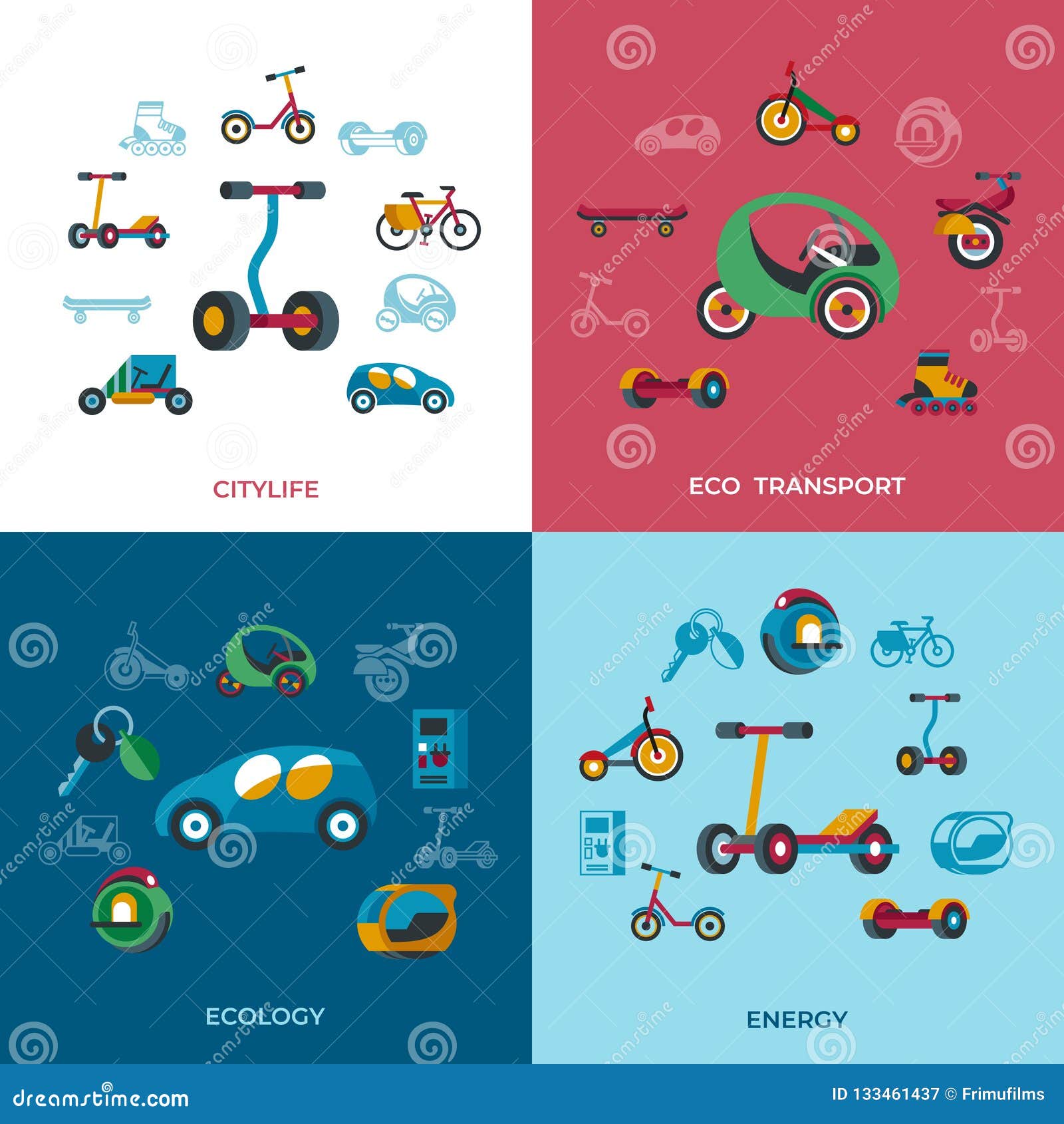 Digital Vector Eco Transport Icons Set Stock Illustration ...