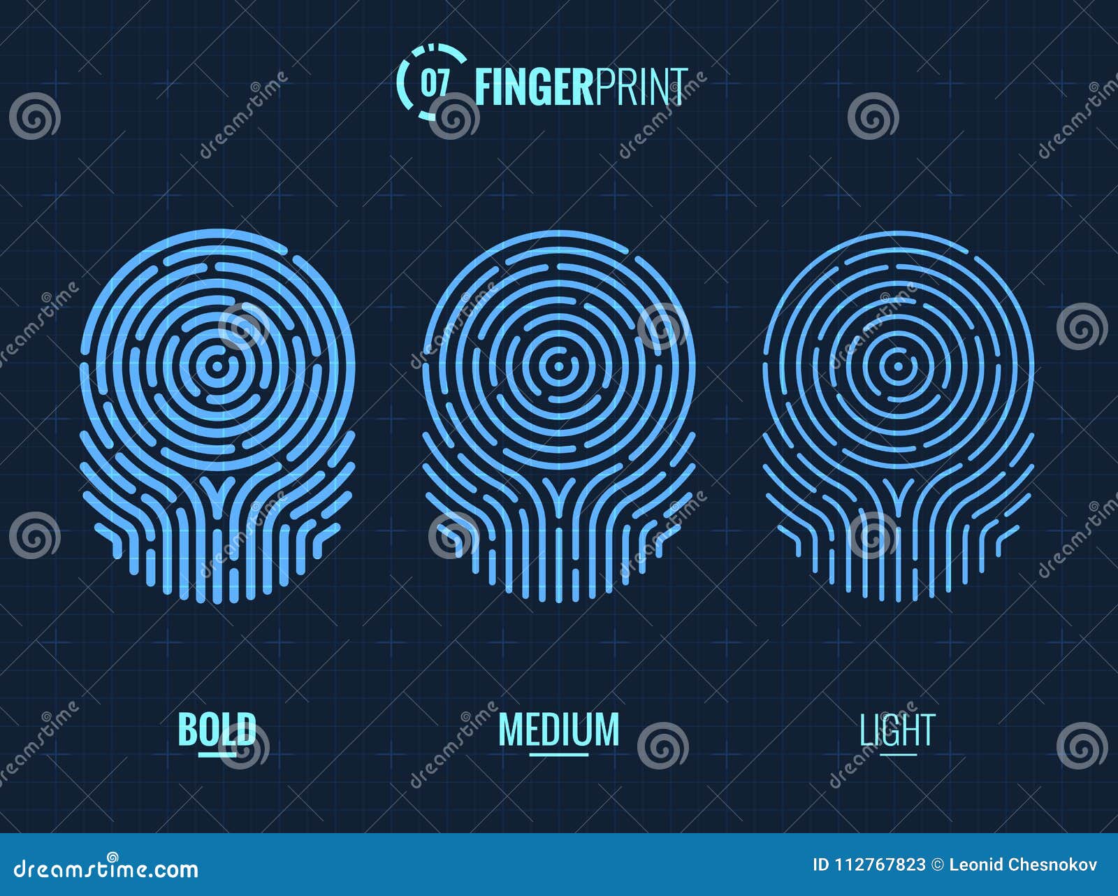 Fingerprint Scan Vector Icons Set Stock Vector - Illustration of human ...