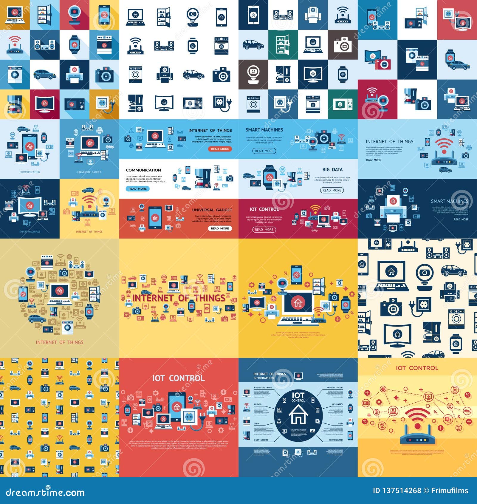 Digital Flying Internet of Things Concept Stock Illustration ...