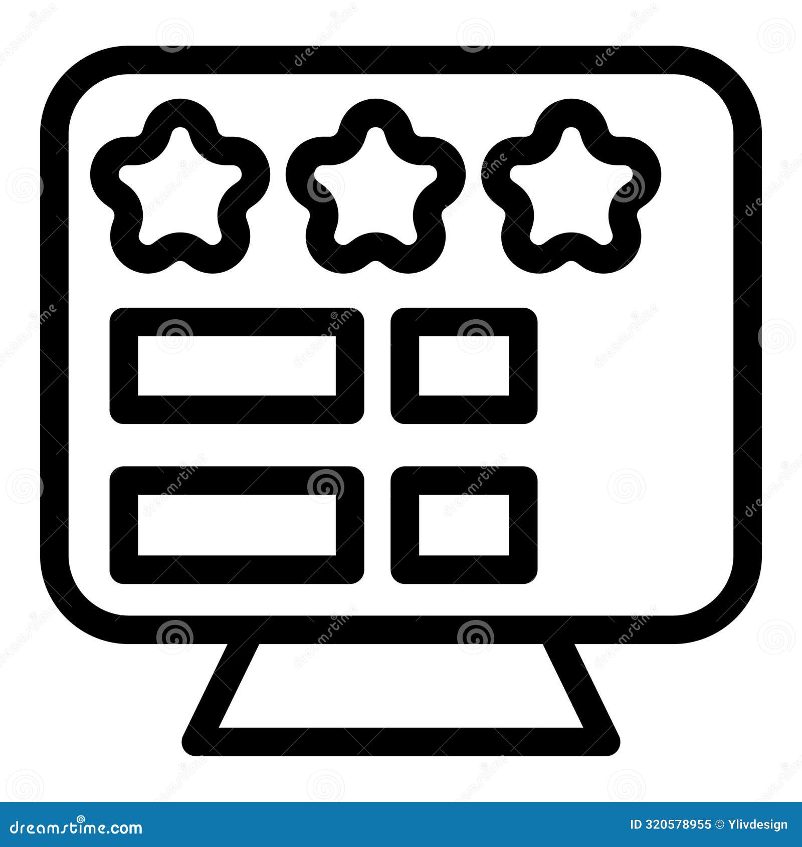 Black and White Icon of a Display Board with Star Ratings Stock Vector ...