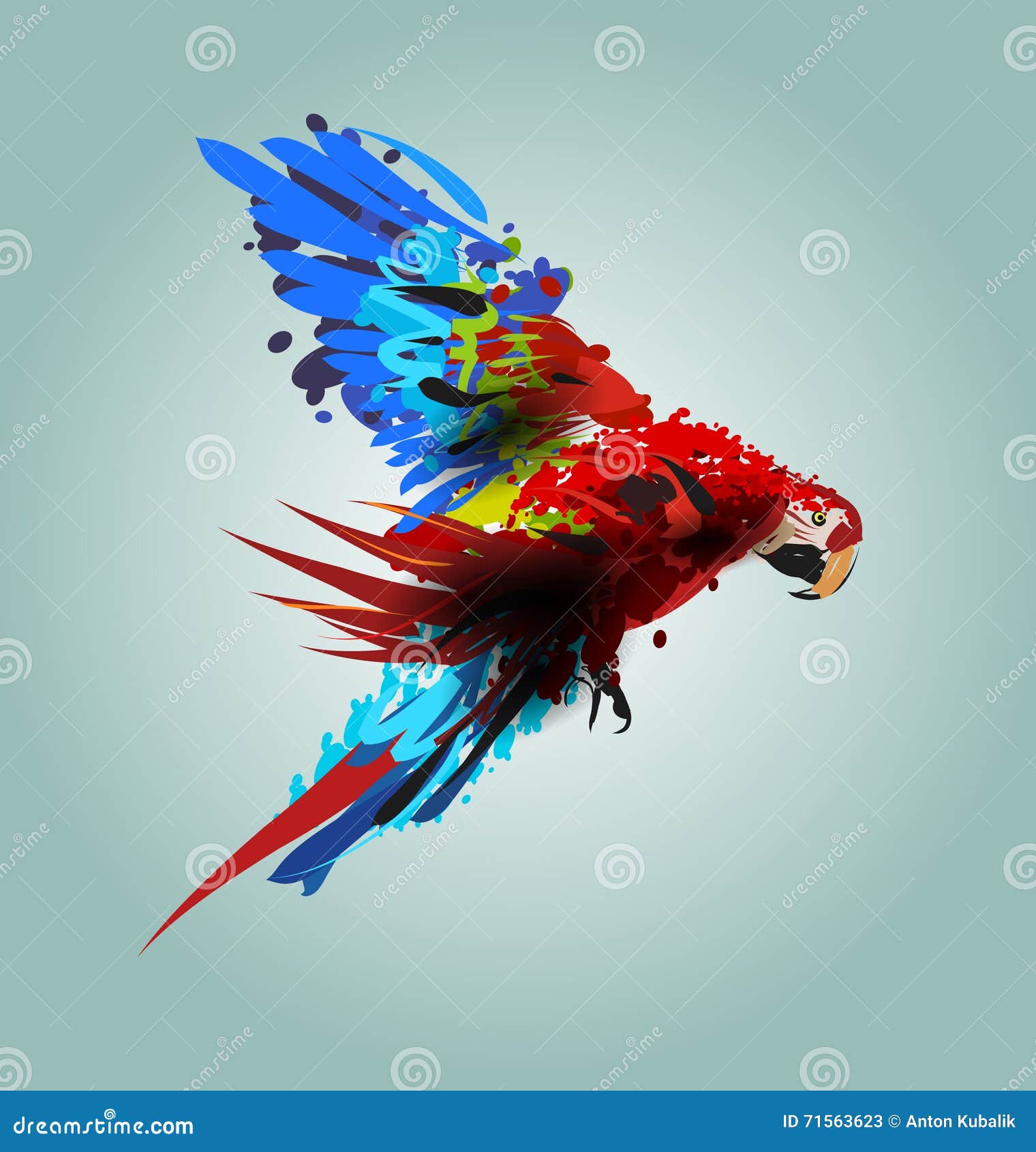 Digital Vector Illustration Flying Ara Stock Vector - Illustration of ...