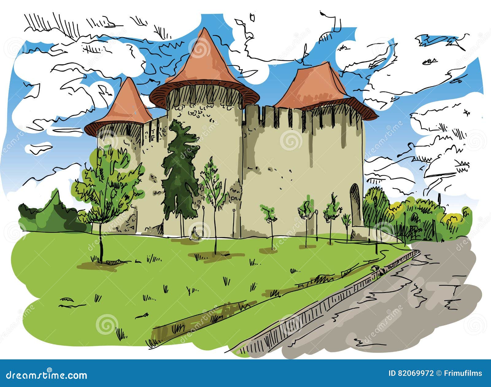 Digital Vector Painted Soroca Castle Stock Vector - Illustration of ...