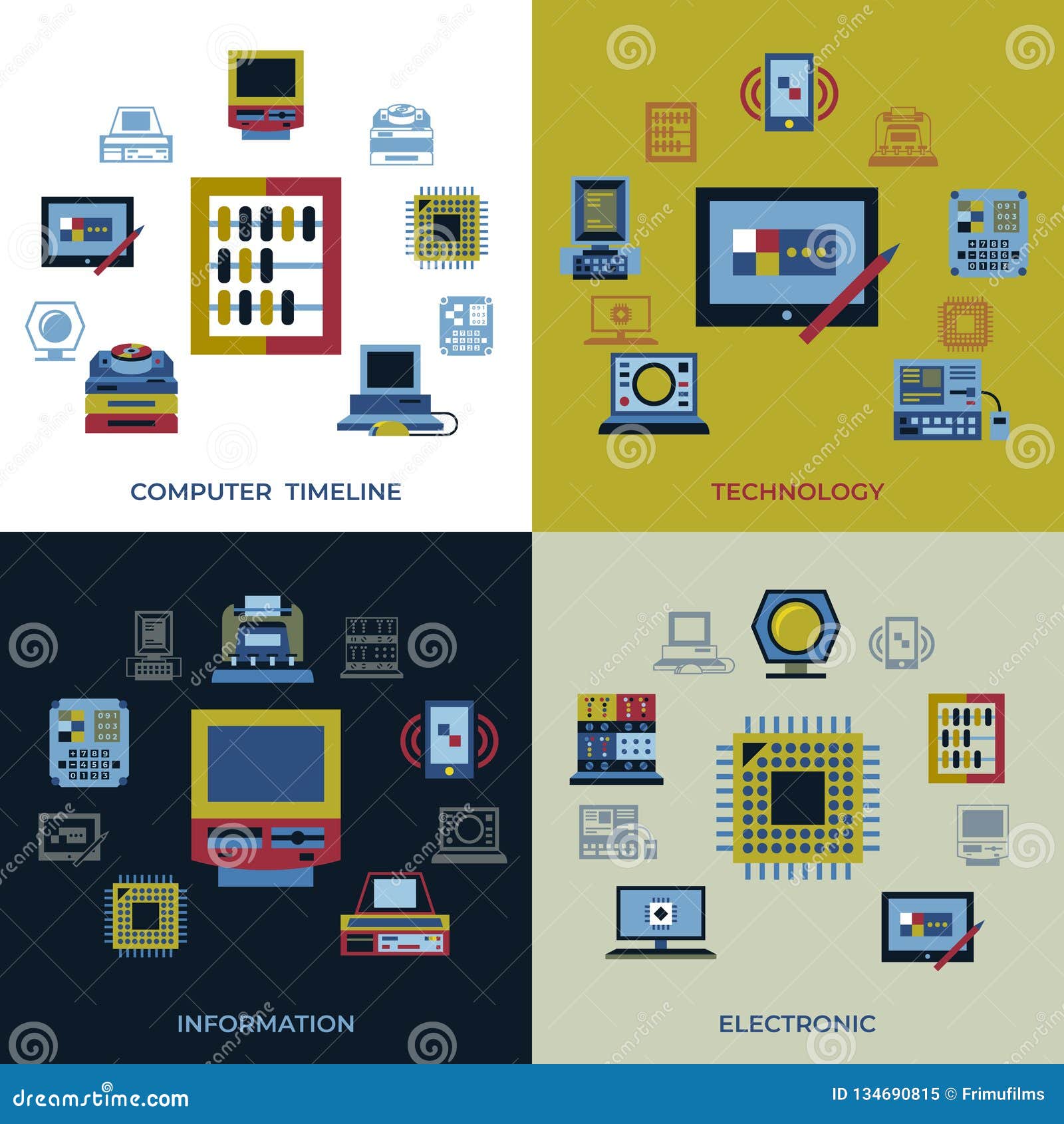 Digital Vector Personal Computer Timeline Stock Illustration ...