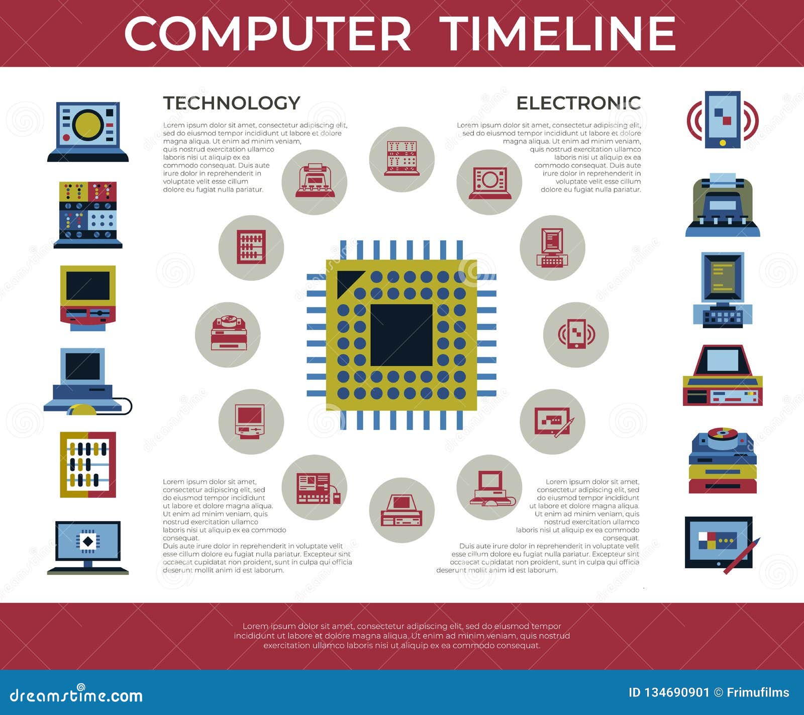 Digital Vector Personal Computer Timeline Stock Illustration ...
