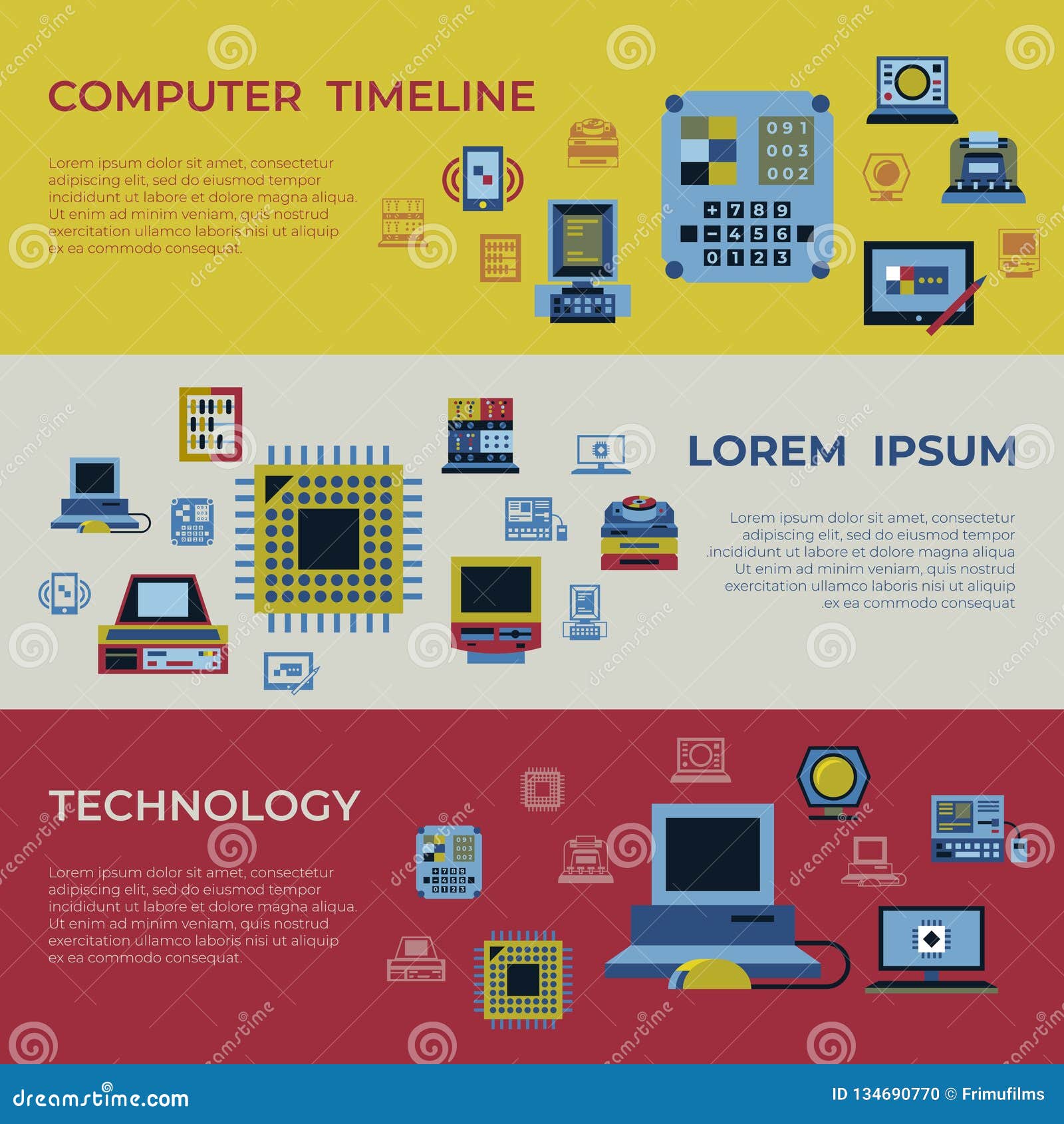 Digital Vector Personal Computer Timeline Stock Illustration ...