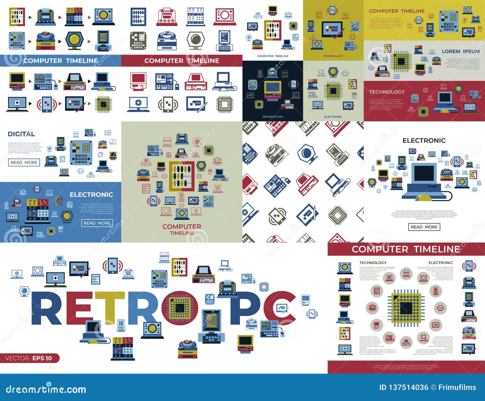 Digital Personal Computer Timeline Stock Illustration - Illustration of ...