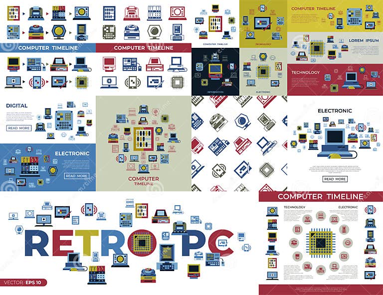 Digital Personal Computer Timeline Stock Illustration - Illustration of ...