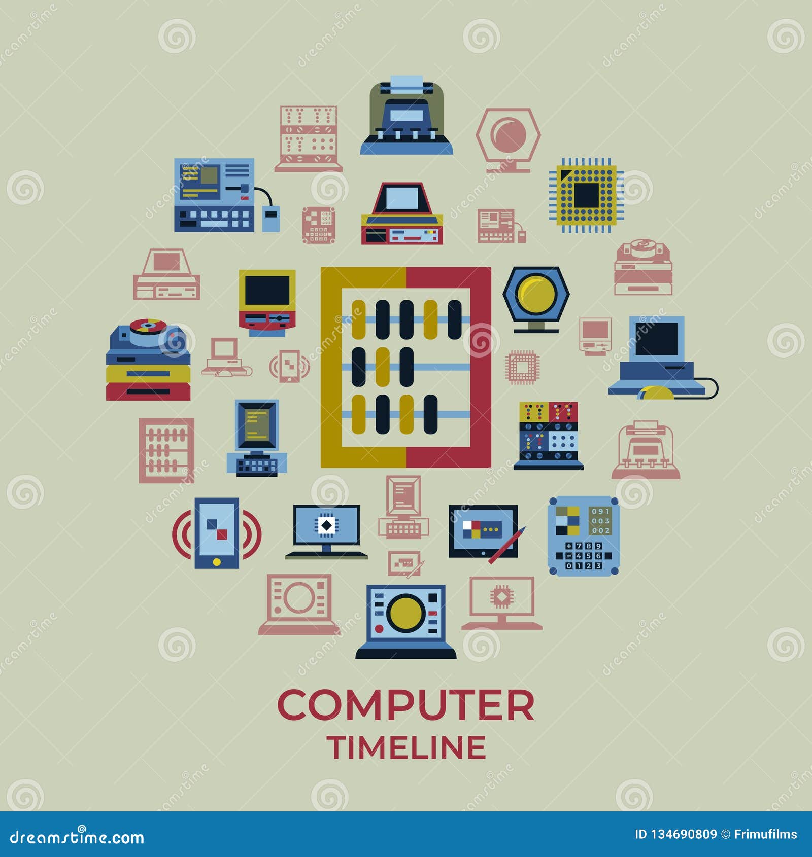 Digital Vector Personal Computer Timeline Stock Illustration ...