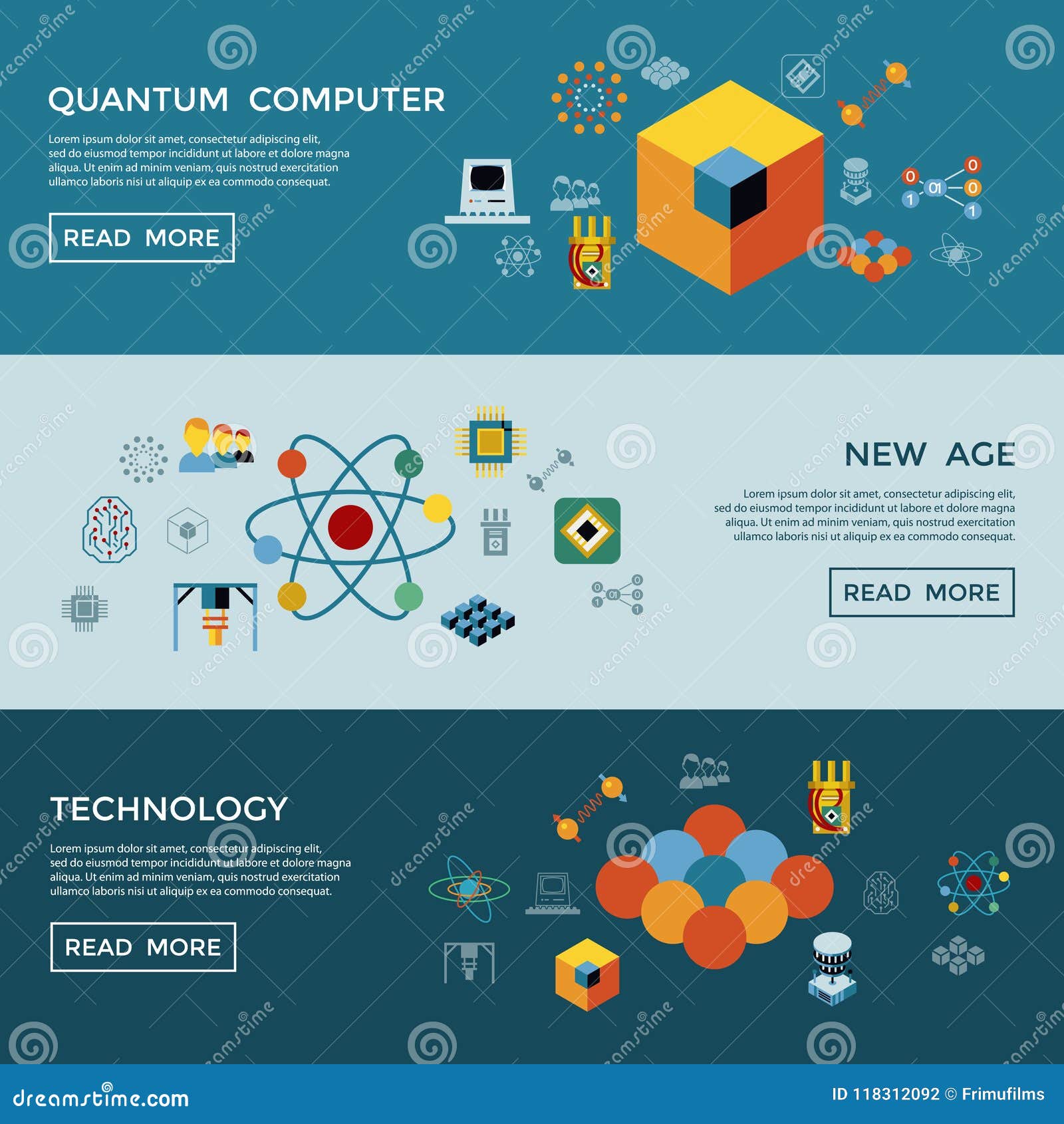 Digital Vector Quantum Computing Icon Set Stock Illustration ...