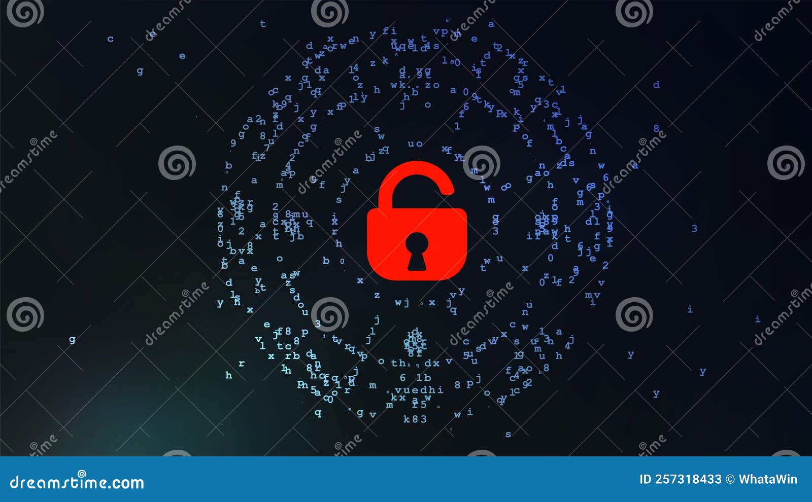 Digital Vector Tech Dark Blue Background with Brocken Lock. Data Breach ...