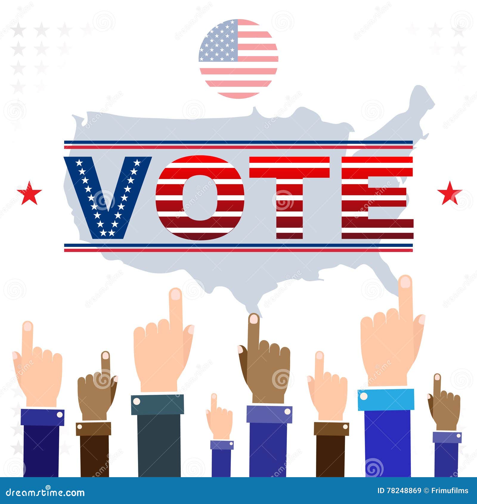 Digital Vector Usa Election with Hand in the Air Stock Vector ...
