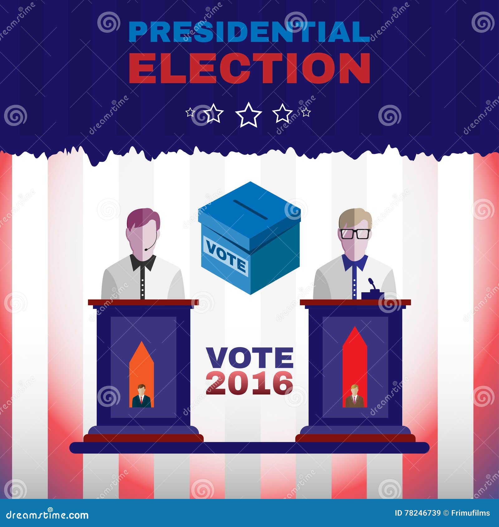 Digital Vector Usa Election with Vote Box Stock Vector - Illustration ...