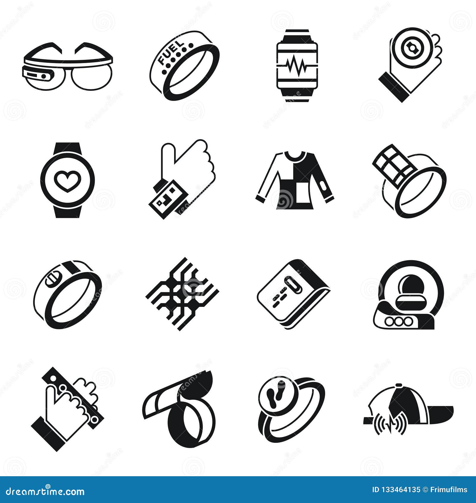 Digital Vector Wearable Technology Icons Set Stock Illustration ...
