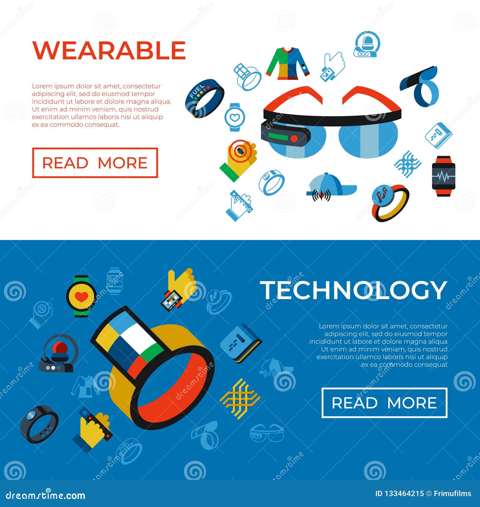 Digital Vector Wearable Technology Icons Set Stock Illustration ...