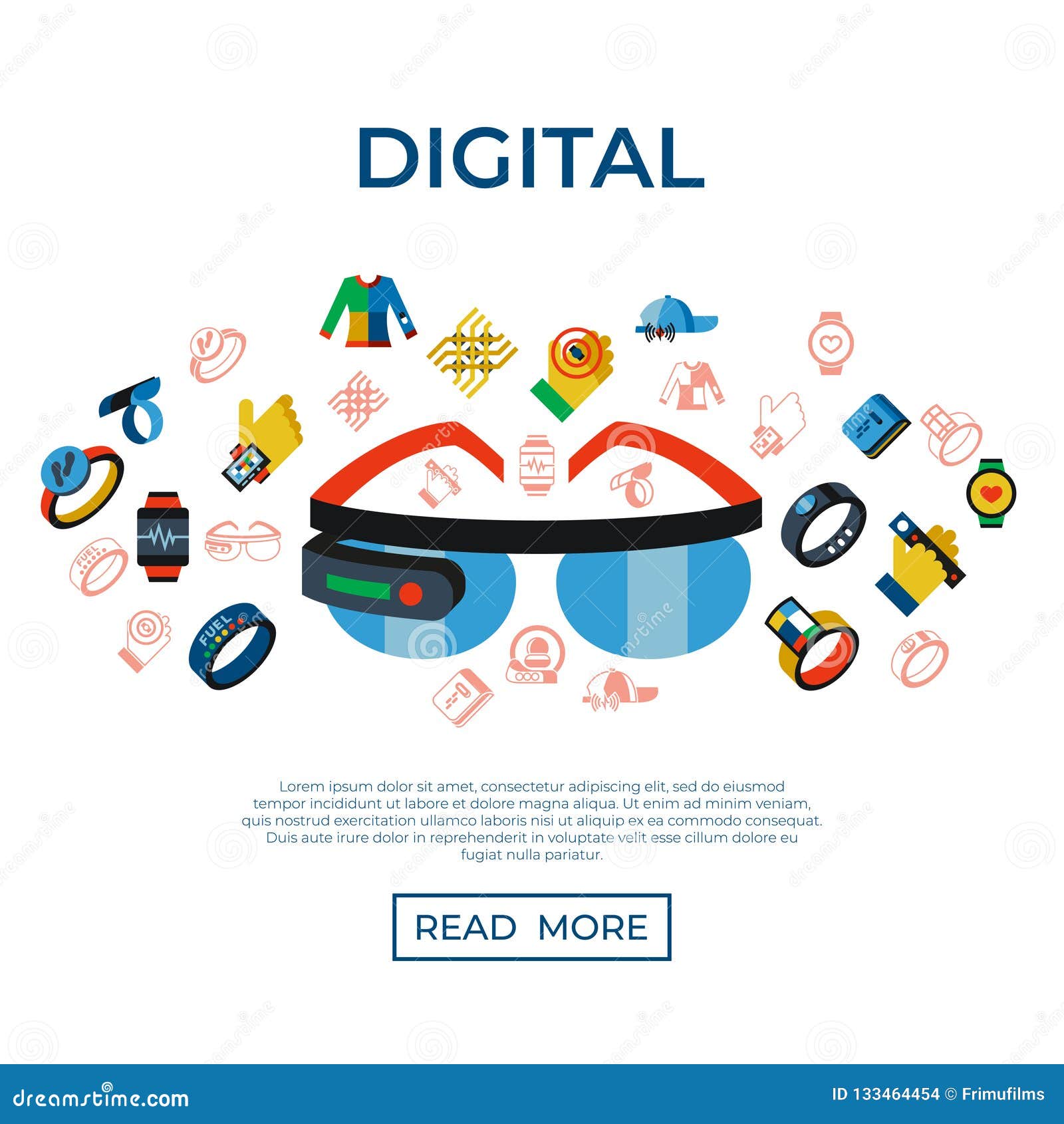 Digital Vector Wearable Technology Icons Set Stock Illustration ...