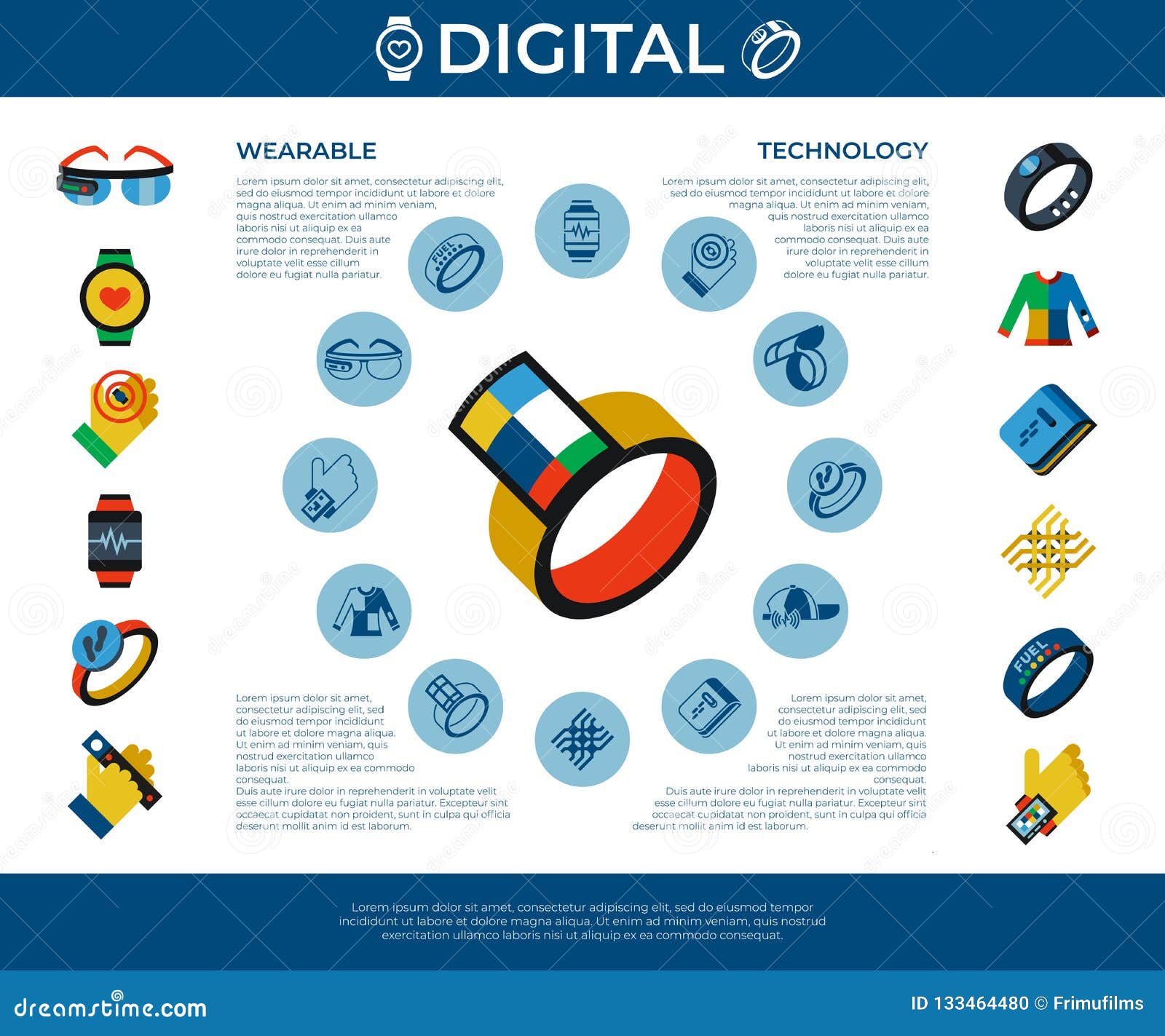 Digital Vector Wearable Technology Icons Set Stock Illustration ...