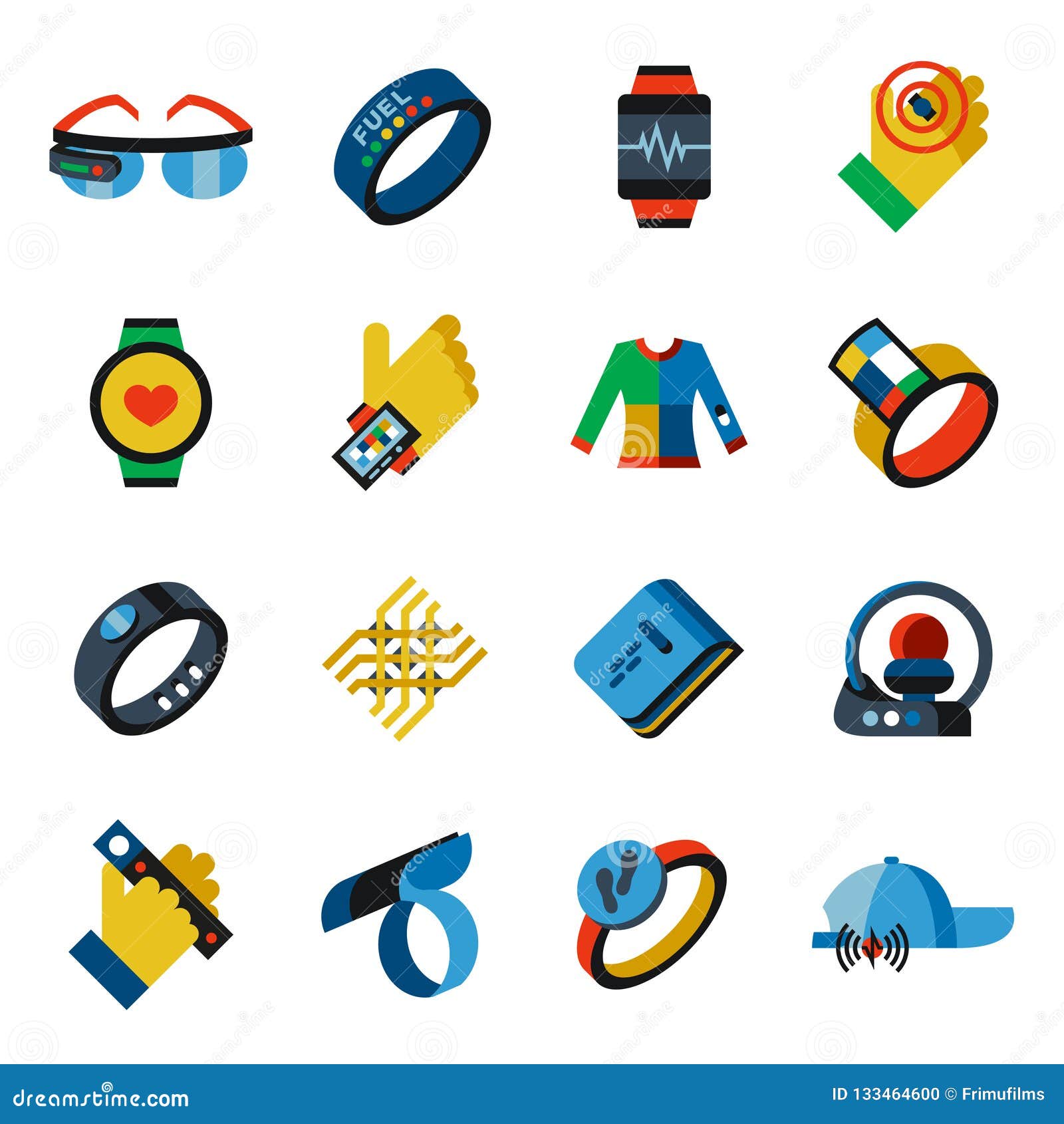 Digital Vector Wearable Technology Icons Set Stock Illustration ...