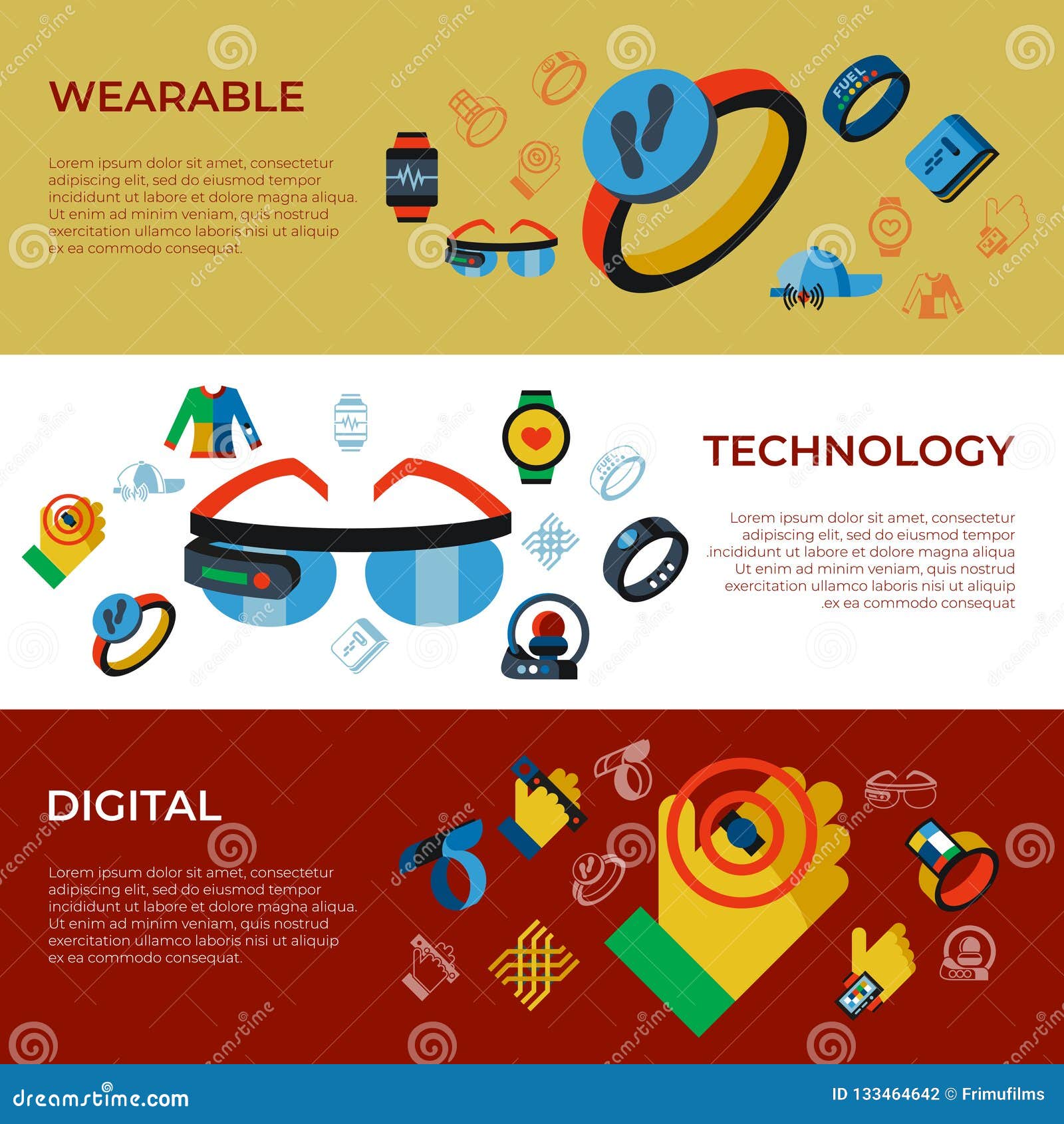 Digital Vector Wearable Technology Icons Set Stock Illustration ...