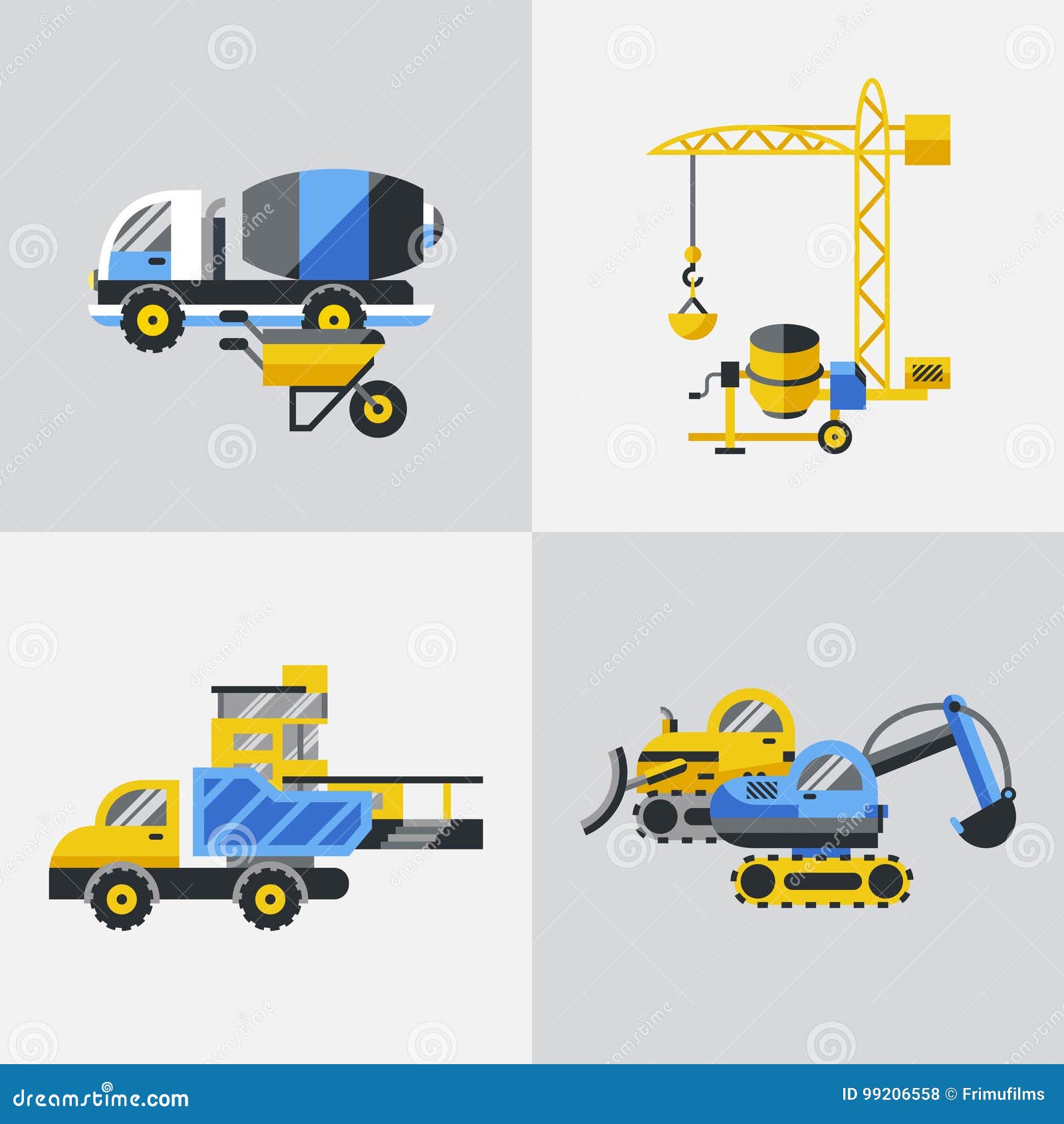 Digital Vector Yellow Construction Stock Vector - Illustration of city ...