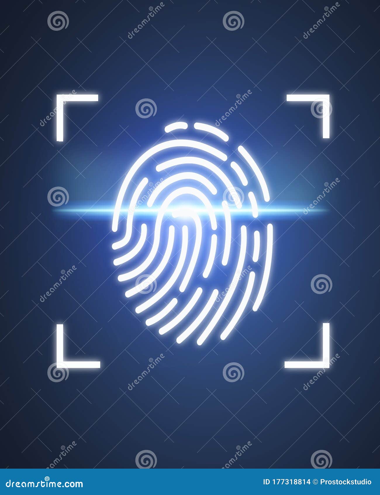 Digital Verification. Security System with Fingerprint Scanner on Dark ...