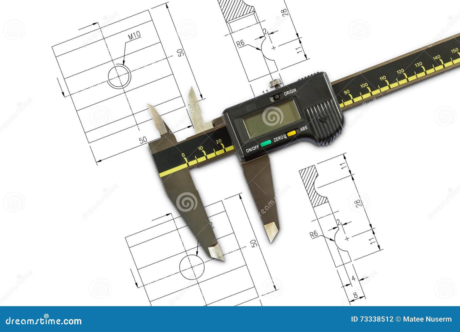 Digital vernier calipers stock photo. Image of mechanic - 73338512