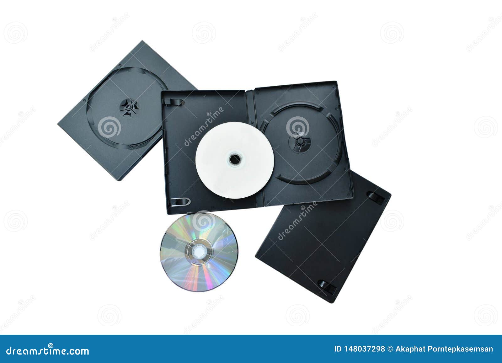 Digital Versatile Disc or DVD with Black Plastic Box Packaging on White ...