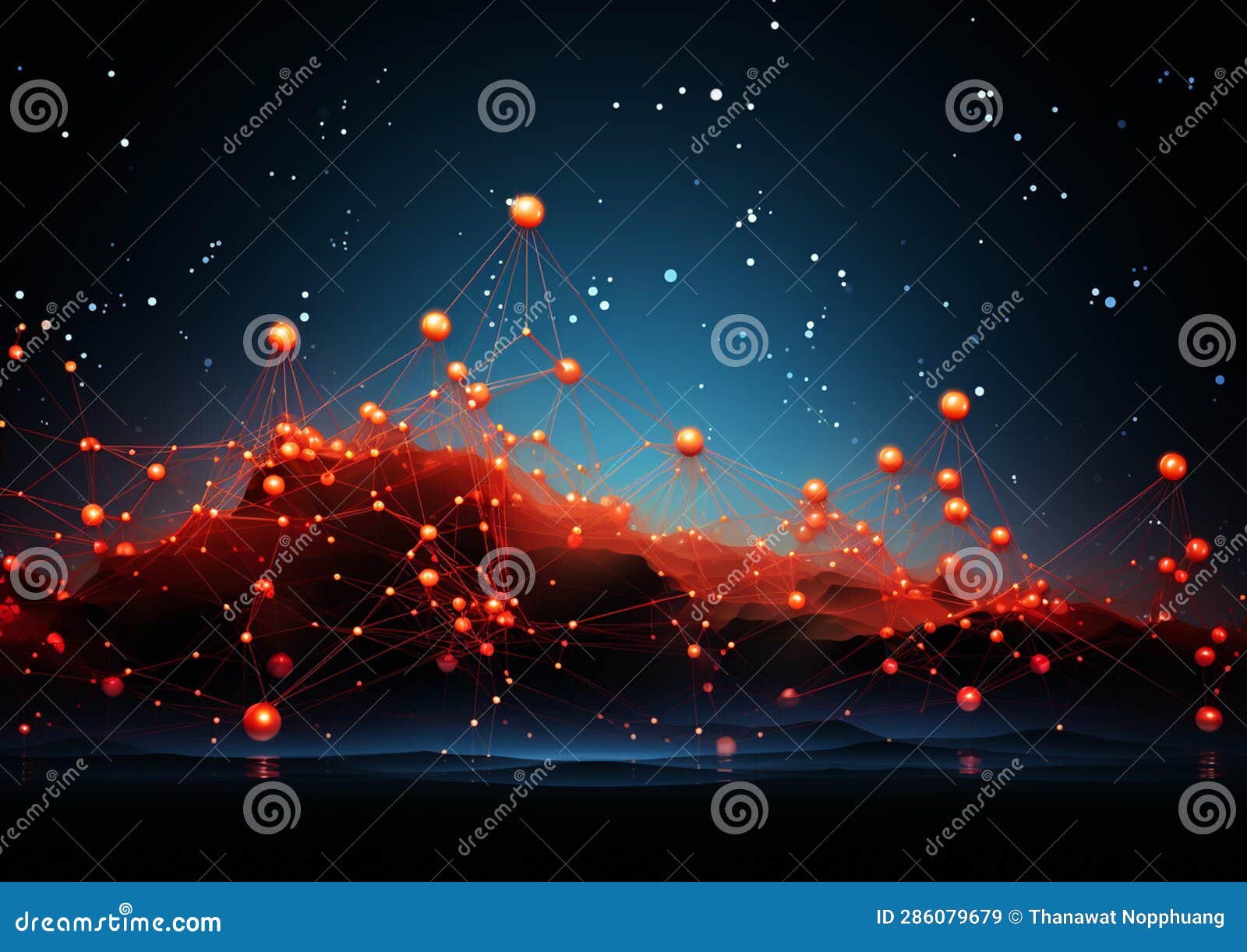 Mountain of Data.Science. Digital Vitual Background Stock Illustration ...