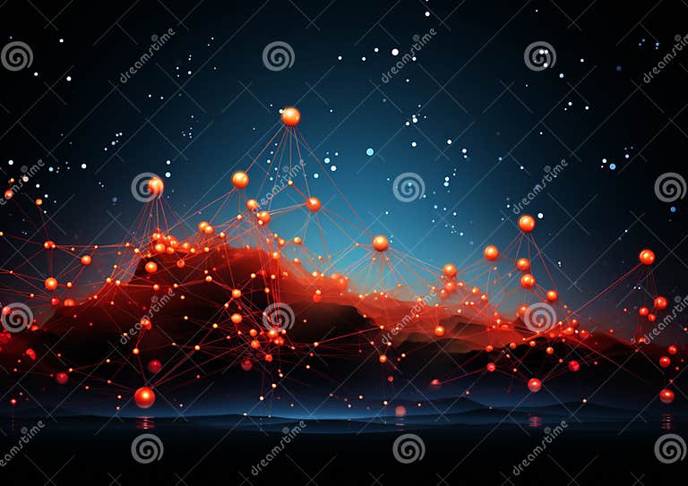 Mountain of Data.Science. Digital Vitual Background Stock Illustration ...
