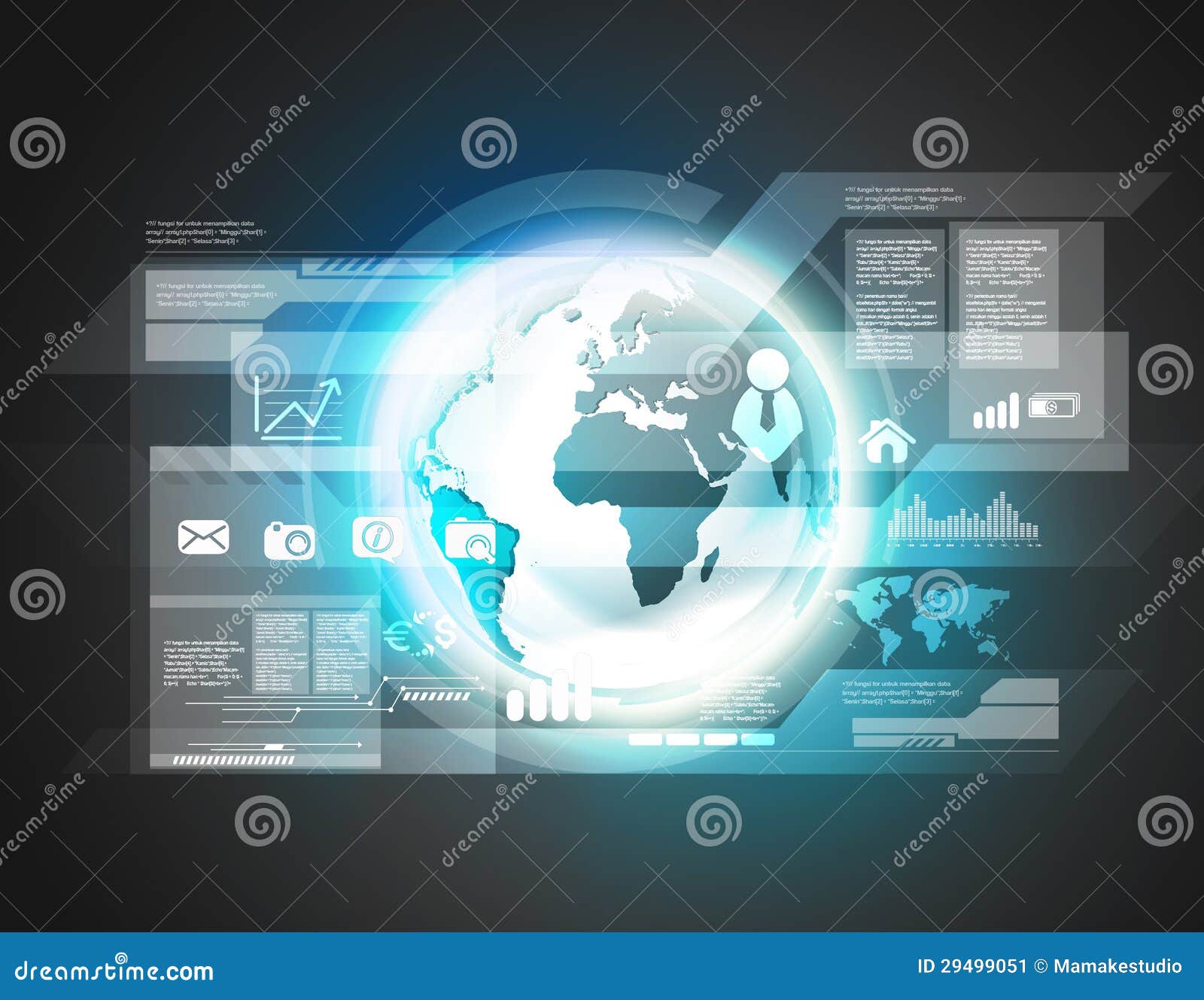 Digital Virtual Technology Background Stock Illustration - Illustration ...