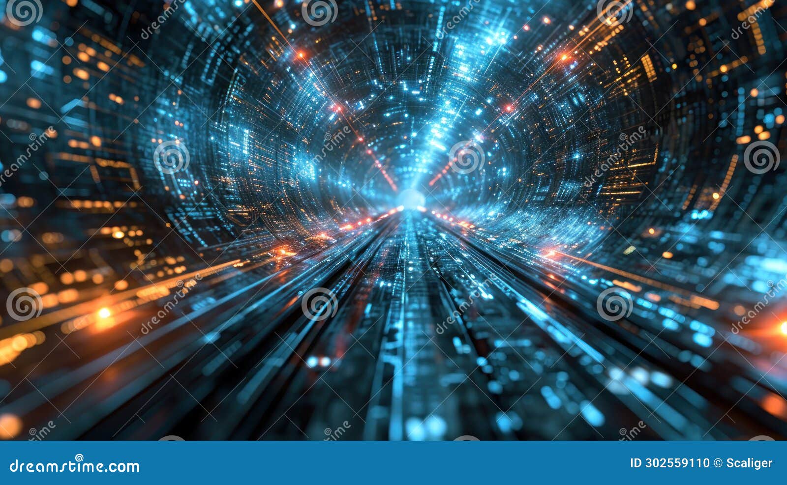 Digital Virtual Tunnel in Cyberspace, Perspective View of Abstract ...