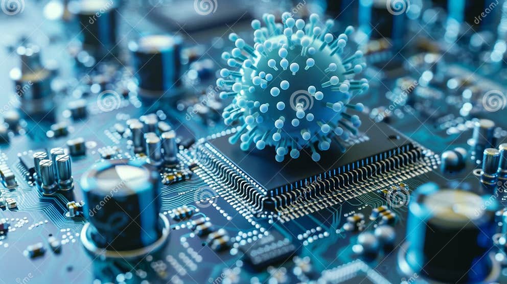 Digital Virus on Circuit Board - Technological Threat Visual Stock ...