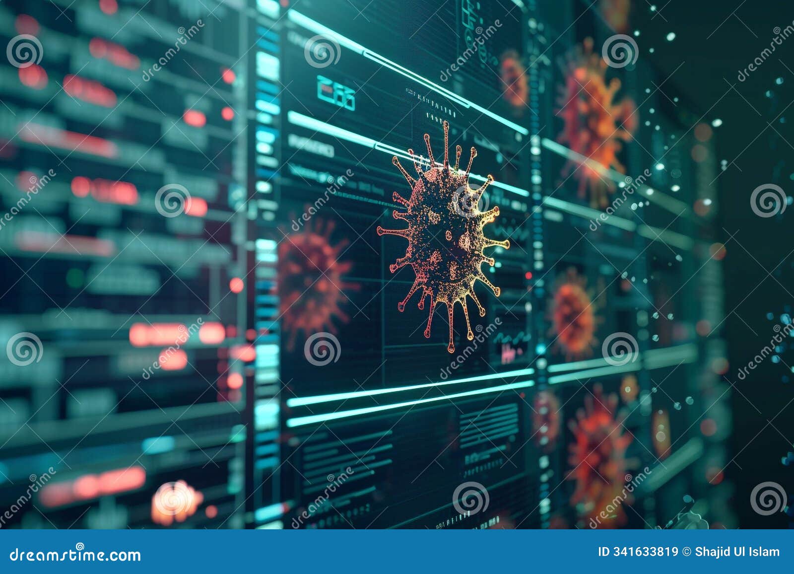 Digital Virus Visualization Stock Illustration - Illustration of ...