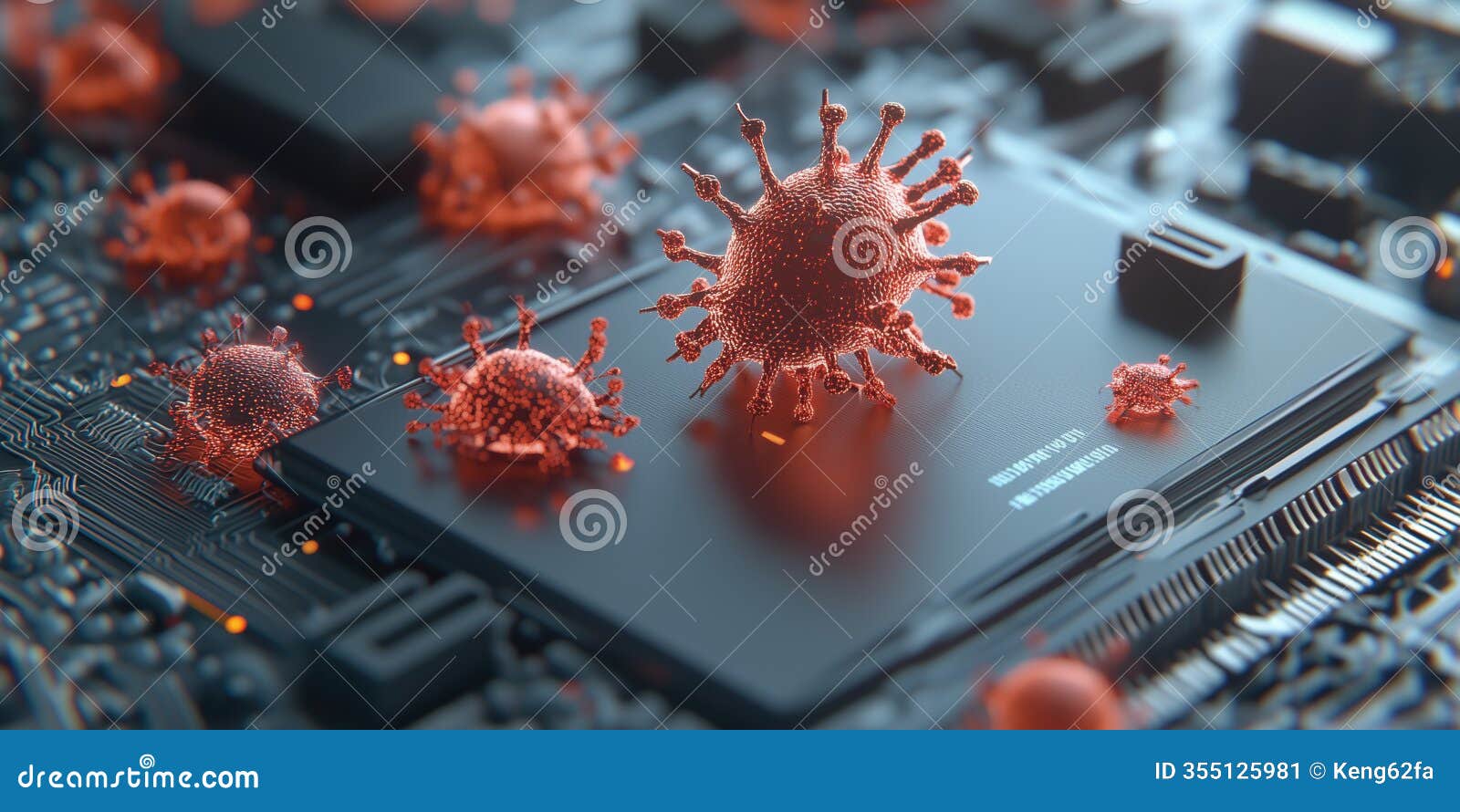 Digital Viruses Infecting Circuit Board, Symbolizing Cybersecurity ...