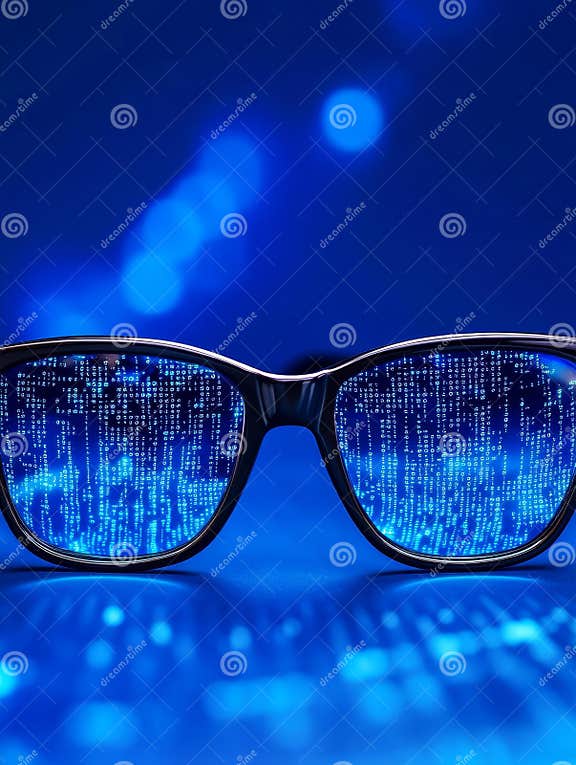 Digital Vision Code in Spectacles Abstract Image Symbolizing Technology ...