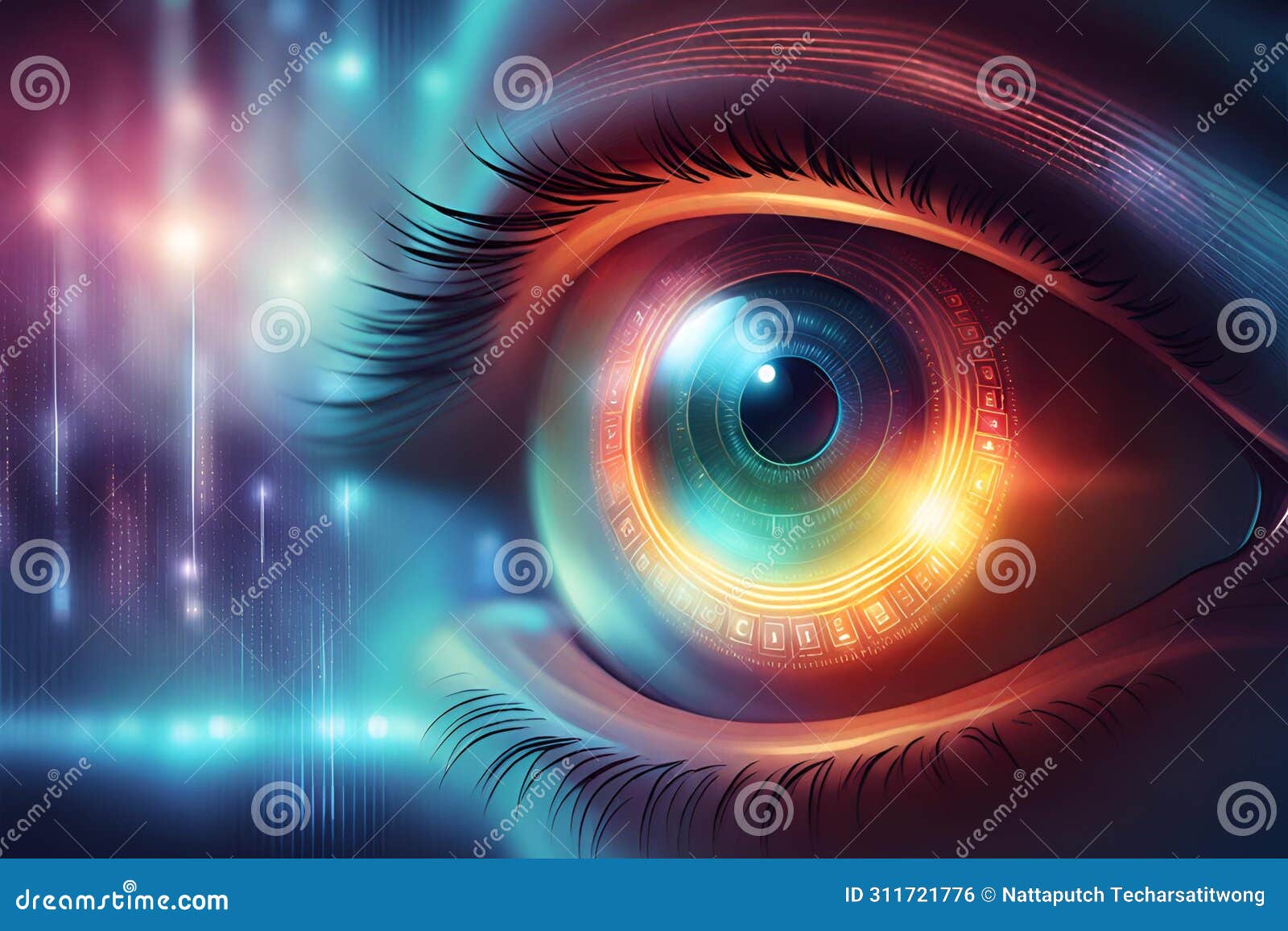 Digital Vision High Technology Concept As an Eye with Binary Code Being ...