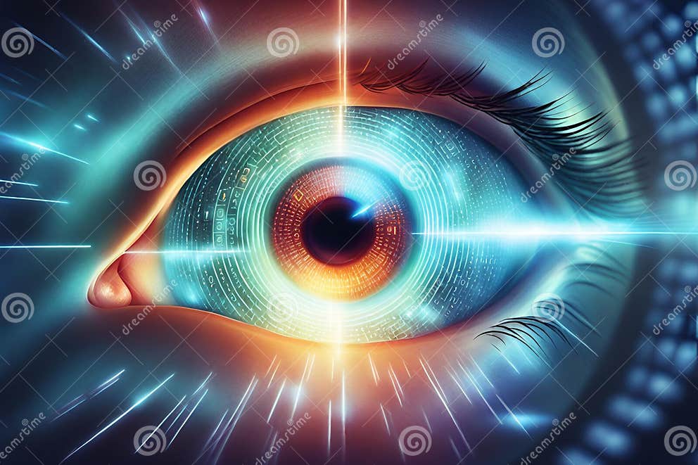 Digital Vision High Technology Concept As an Eye with Binary Code Being ...