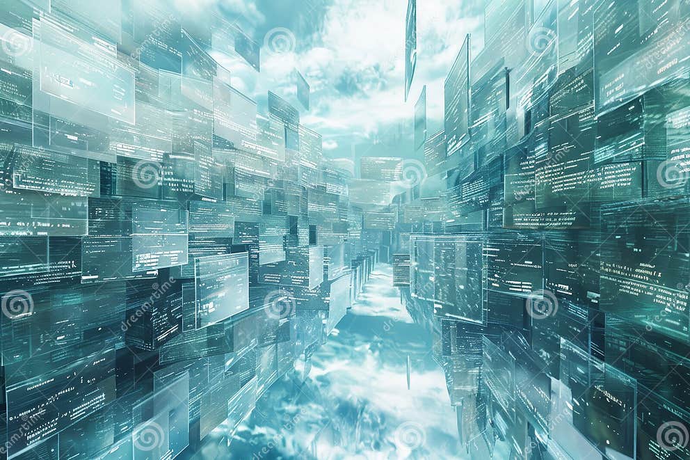 Digital Visualization of a Cityscape Filled with a Multitude of Windows ...