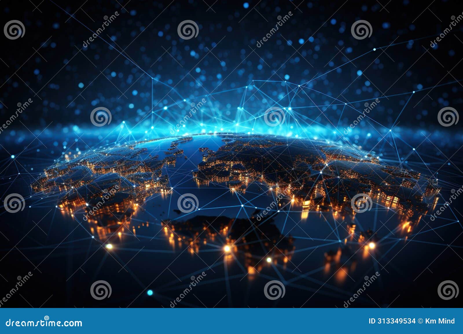 Global Network Connectivity Over Earth Visualization. Generative AI ...