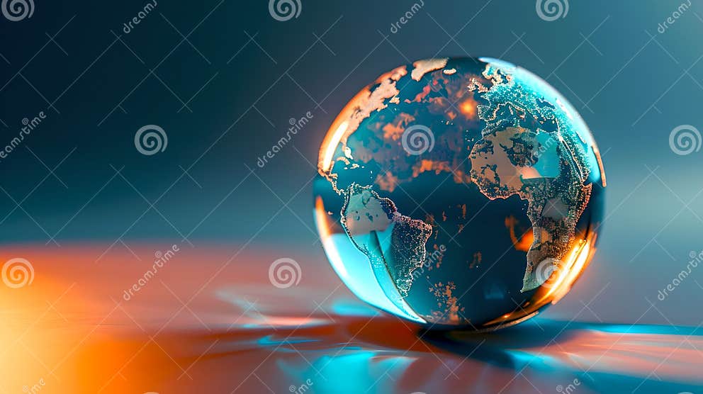 Digital Visualization of Earth on a Gradient Background Reflecting the ...