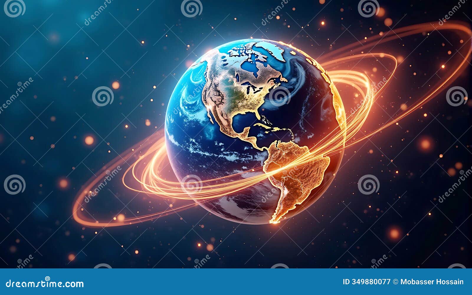 A Digital Visualization of the Earth Wrapped in Glowing Fiber Optic ...