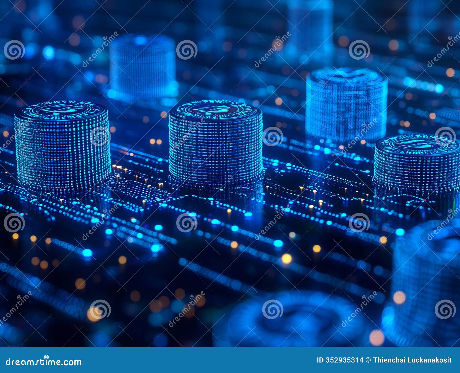 Digital Visualization of Economic Growth with Blue Tones and Data ...