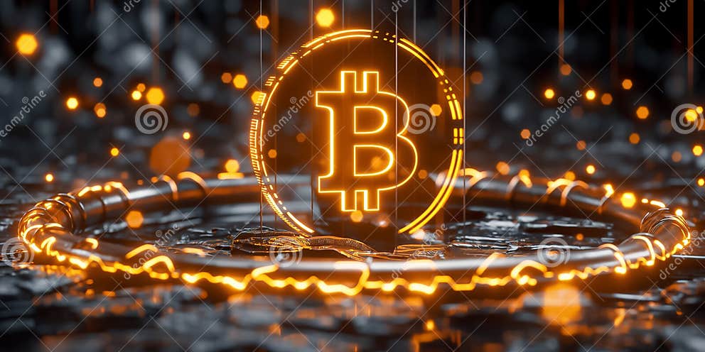 Experience a Dynamic Bitcoin Symbol Enhanced with Glowing Effects Set ...