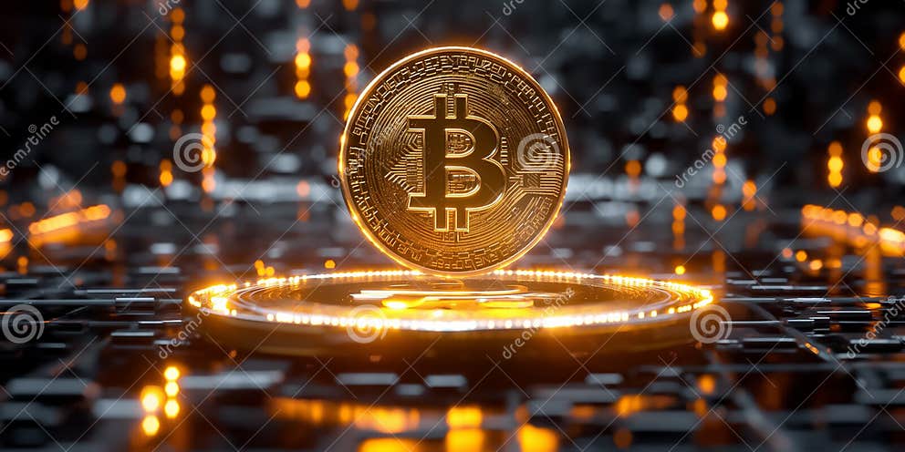 Experience a Dynamic Bitcoin Symbol Enhanced with Glowing Effects Set ...