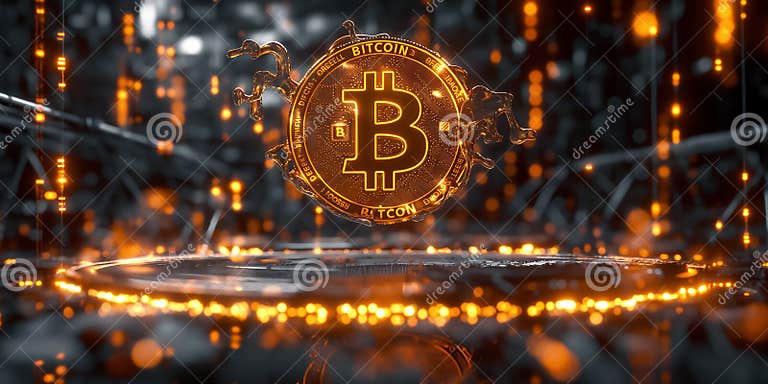 Experience a Dynamic Bitcoin Symbol Enhanced with Glowing Effects Set ...