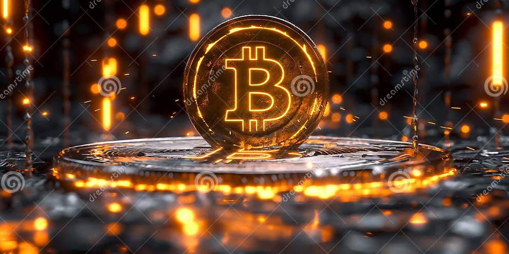 Experience a Dynamic Bitcoin Symbol Enhanced with Glowing Effects Set ...