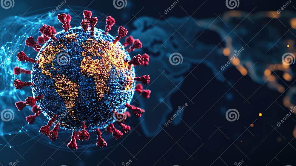 Digital Visualization of Global Coronavirus Pandemic Impact Stock Image ...