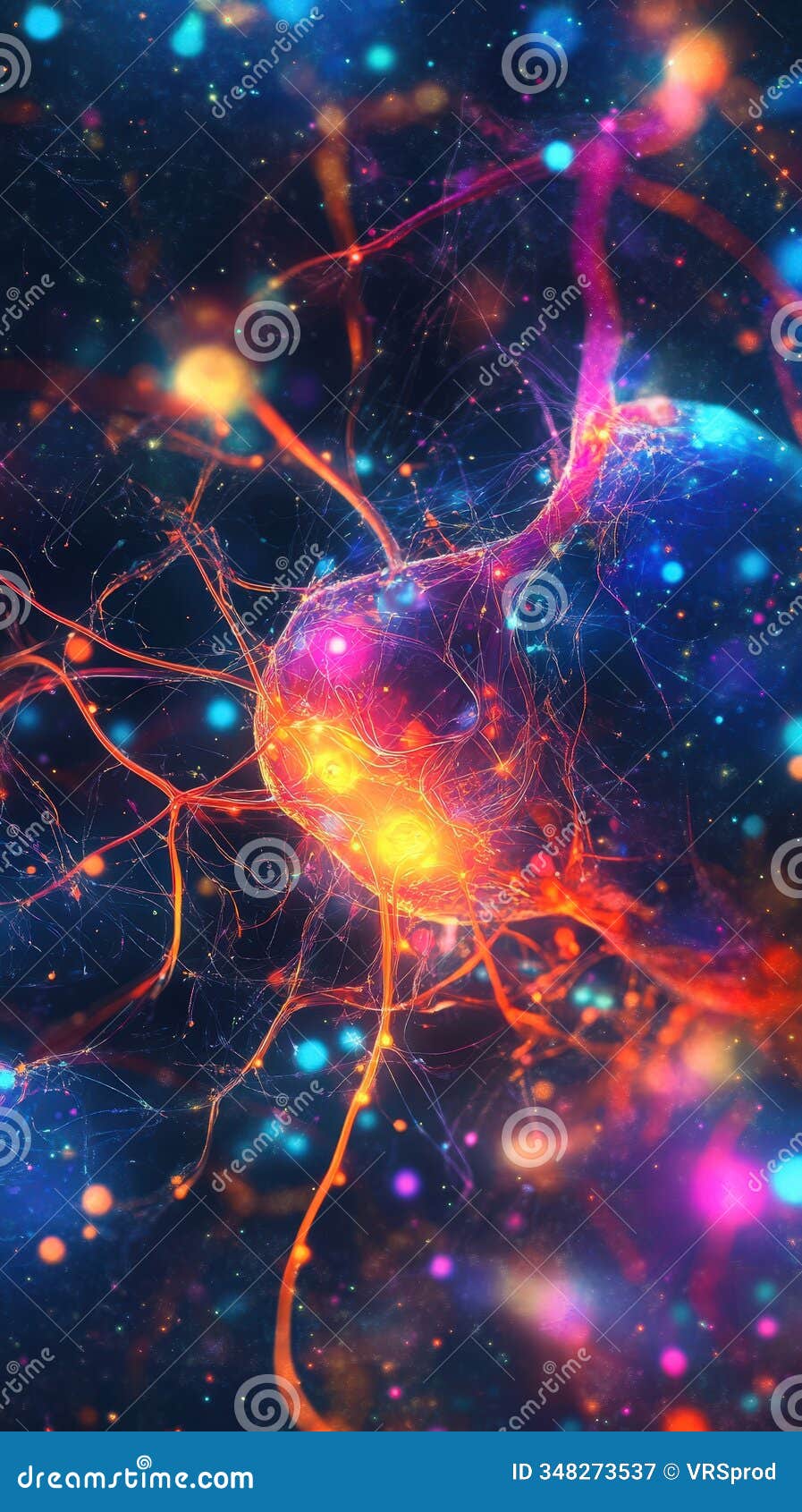 Digital Visualization of Glowing Neurons in Vivid Colors Stock Image ...