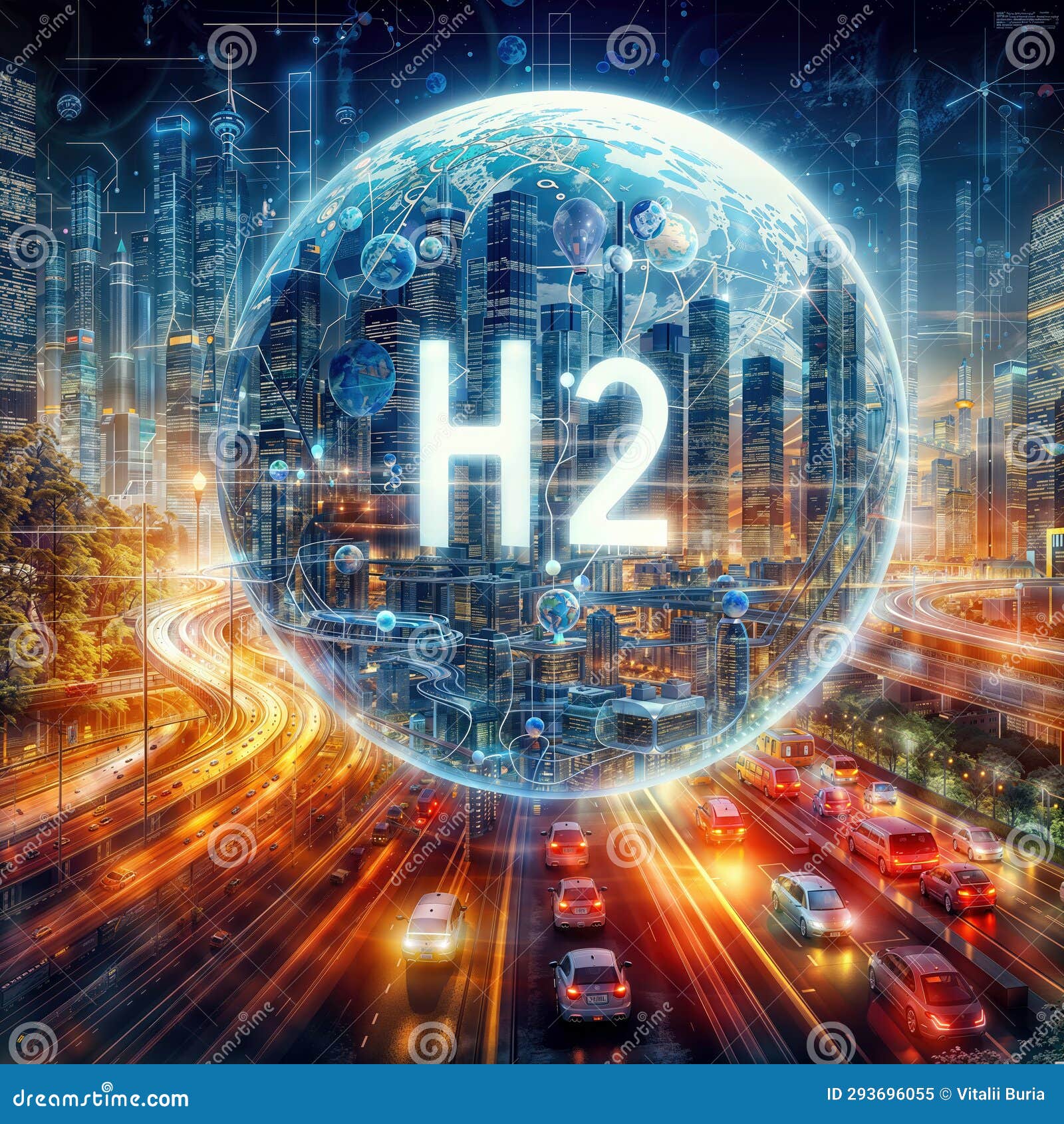 Digital Visualization: Hydrogen S Sphere in Cybernetic Metropolis ...