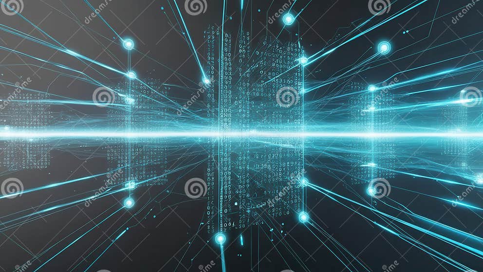 Digital Visualization Of Interconnected Data Streams With Lines Binary 1903
