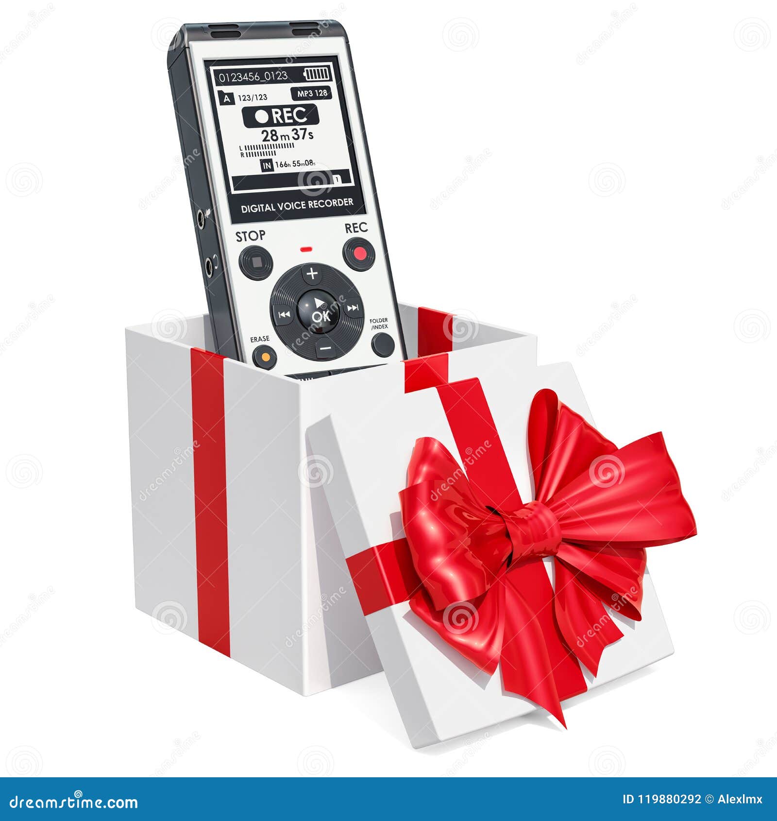 Digital Voice Recorder Inside Gift Box, Gift Concept. 3D Rendering ...